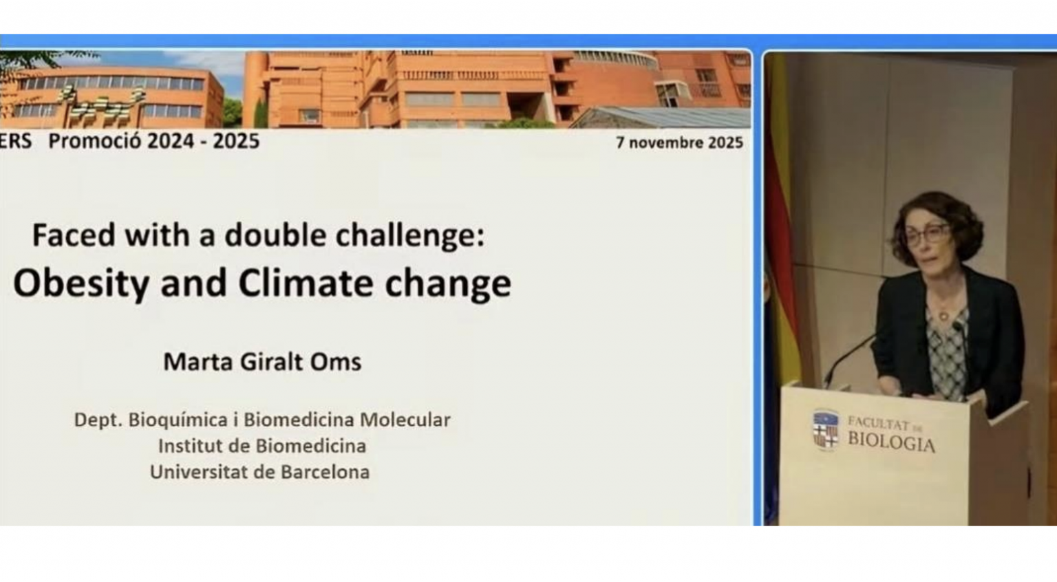 Marta Giralt’s presentation “Climate Changes and Obesity”.